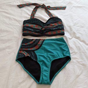 Modcloth | Swim | Nwt Set The Serene Swimsuit In Emerald | Poshmark